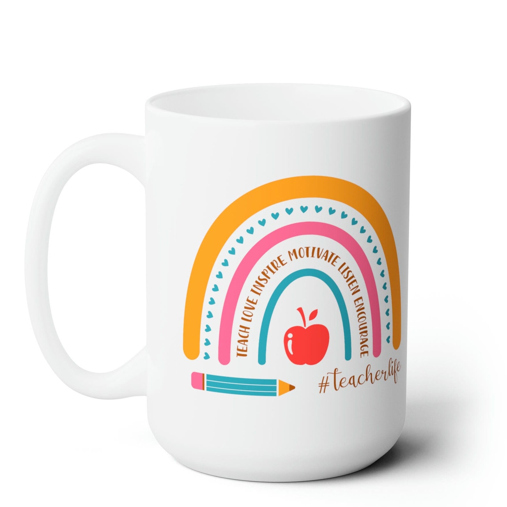 Teacher Appreciation Coffee Mug, Teach, Love, Inspire Design, Perfect ...