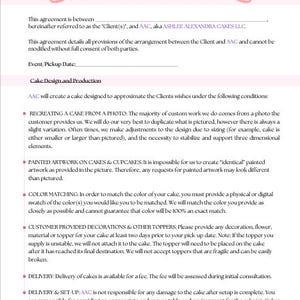 Cake Contract Template-fully Editable Cake Contract-diy Cake Contract ...