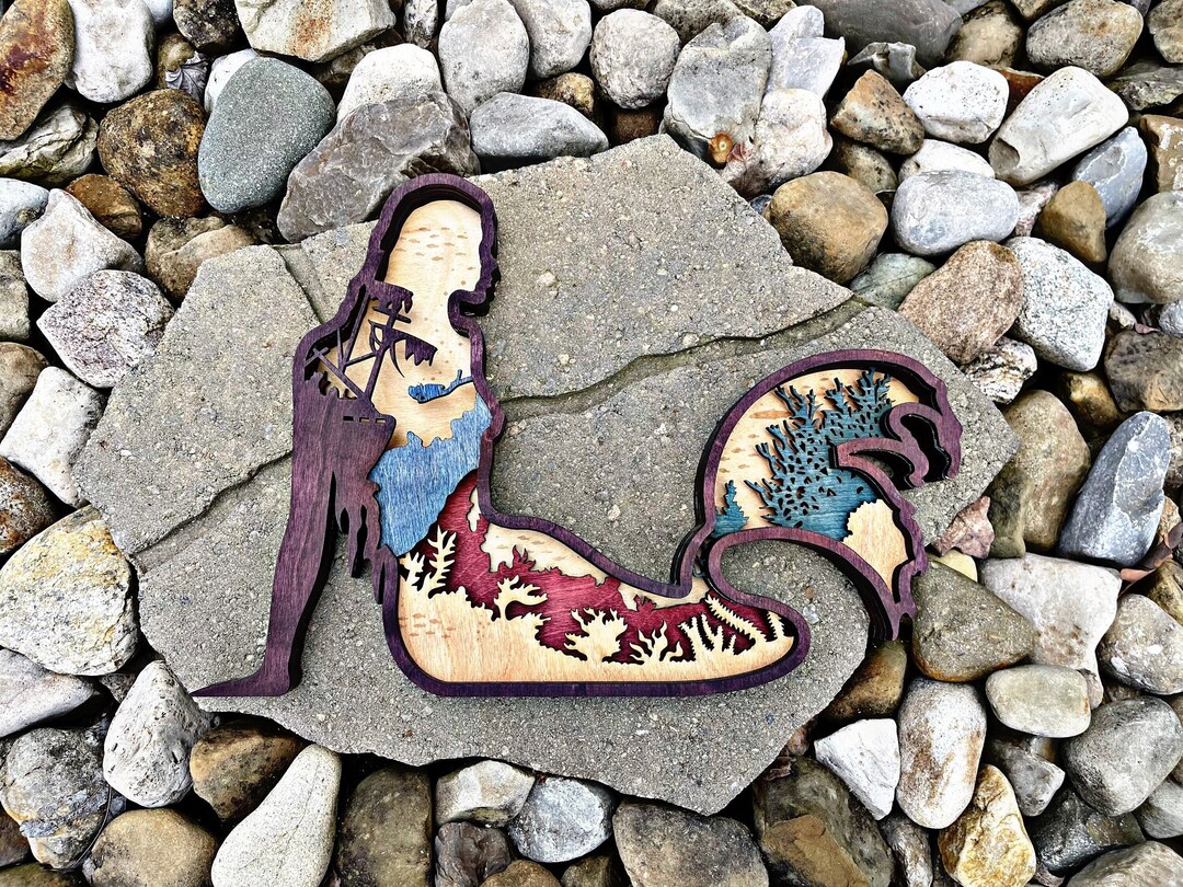 Mermaid Layered Art Ocean Inspired Home Decor Wood Mermaid Decoration ...
