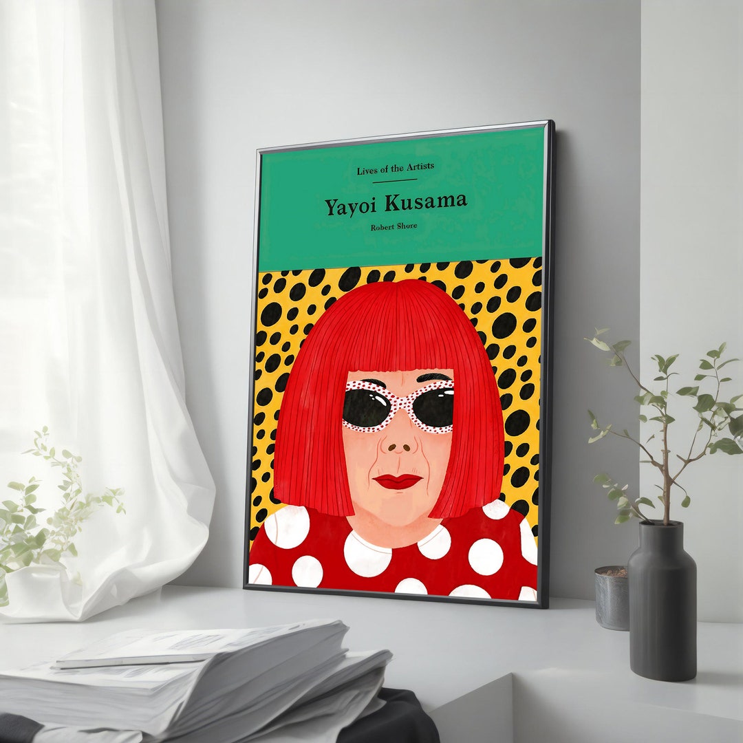 Yayoi Kusama Portrait Canvas Painting, Colorful Pop Art Style Print ...