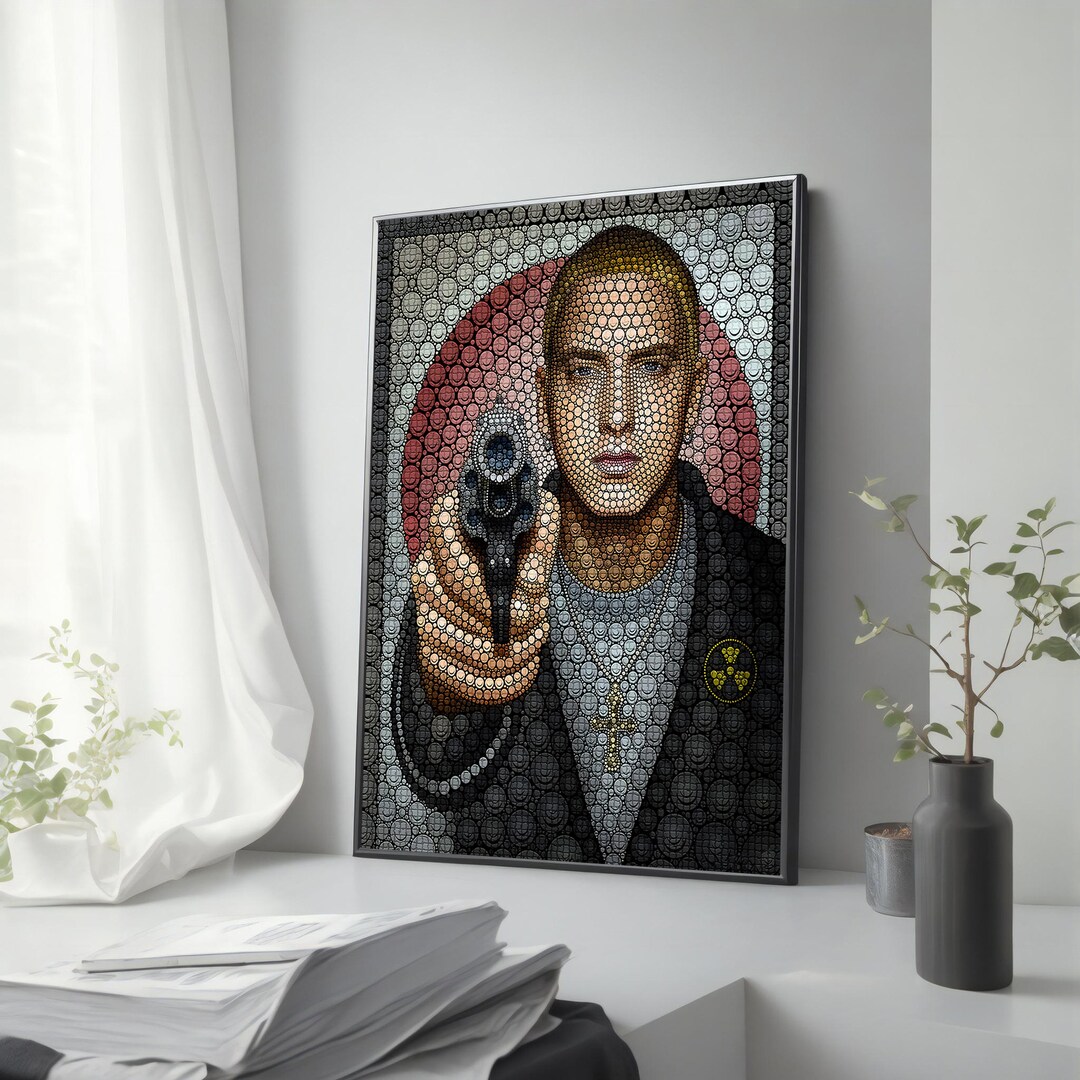 Eminem Ben Heine Portrait Canvas Painting, Striking Modern Wall Art ...