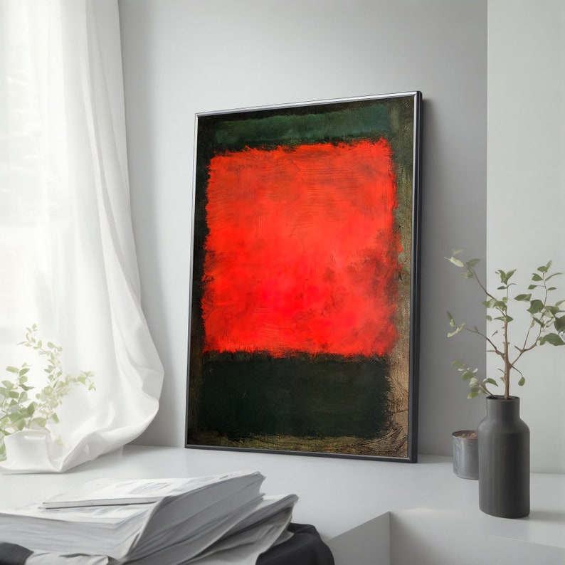 Abstract Art Canvas Painting Mark Rothko Inspired Green & Red Wall Art ...