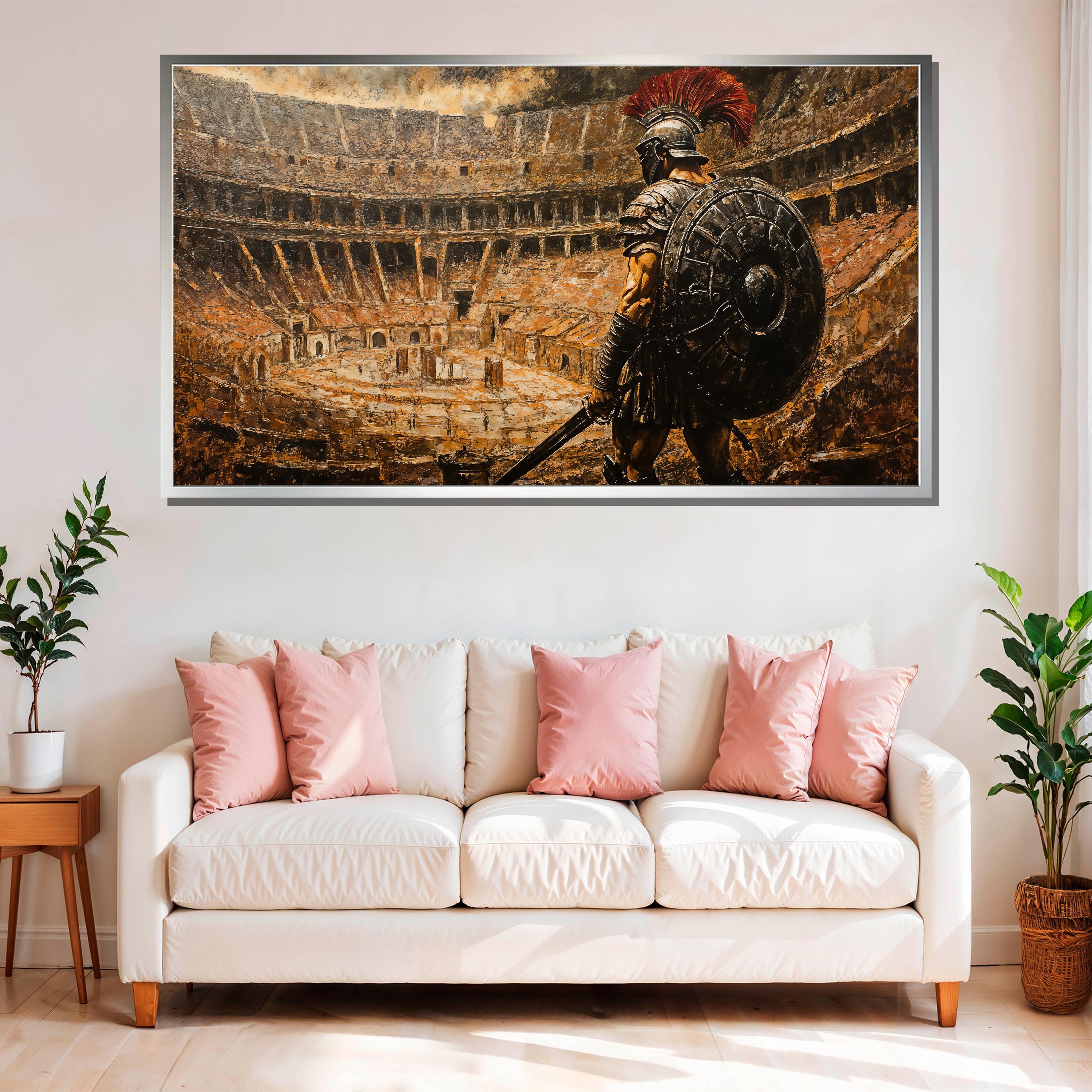 Roman Gladiator Canvas Painting, Colosseum Battle Wall Art, Ancient ...