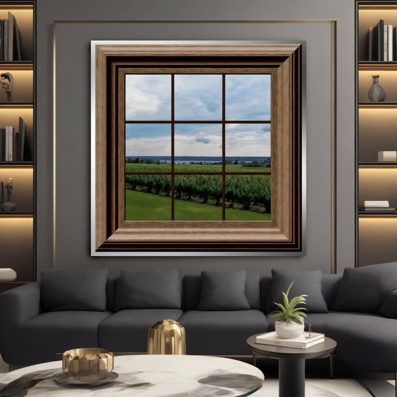 Fake Window Canvas Painting, Relaxing Nature Scenery Wall Decor, Fake ...