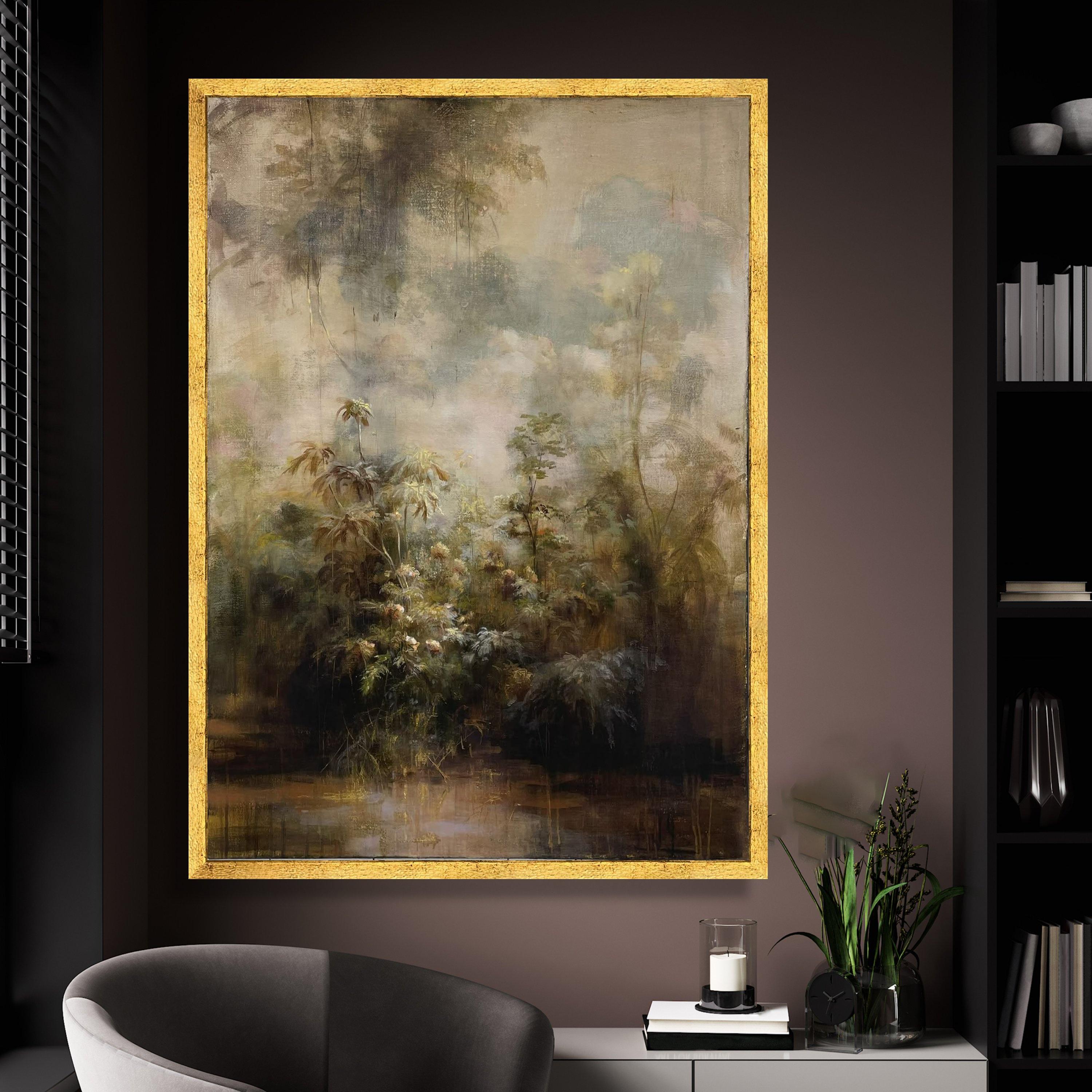 Misty Forest Landscape Canvas, Soft Nature Painting, Dreamy Woodland ...