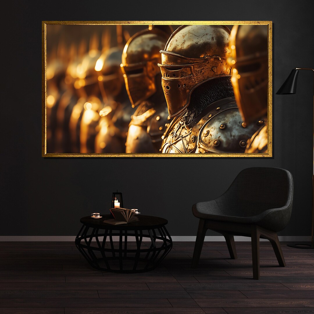 Medieval Knights Canvas Painting, Golden Armor Wall Art, Warrior Print ...