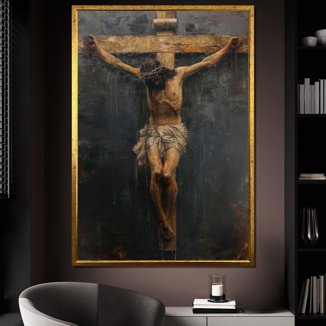 Jesus on the Cross Canvas Painting, Religious Christian Wall Art ...