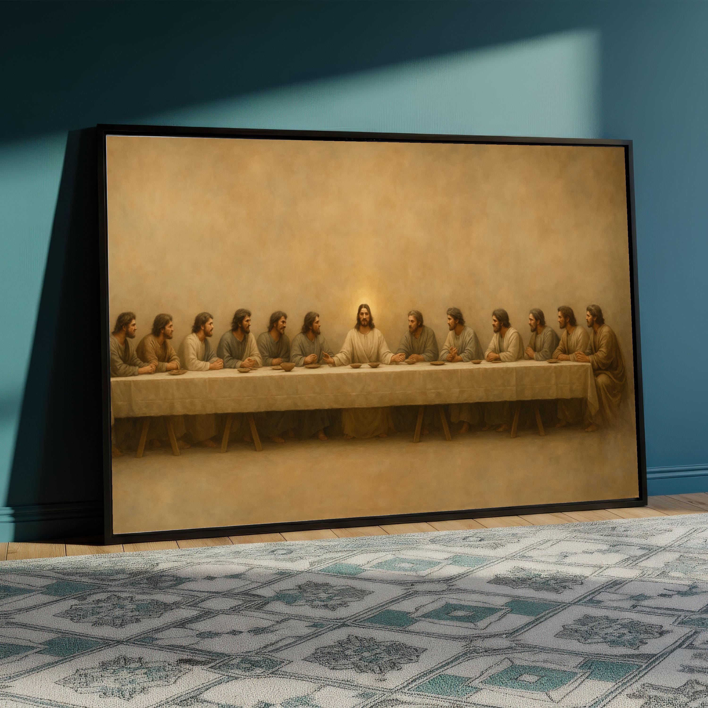 The Last Supper Canvas Painting, Jesus and Disciples Religious Wall Art ...