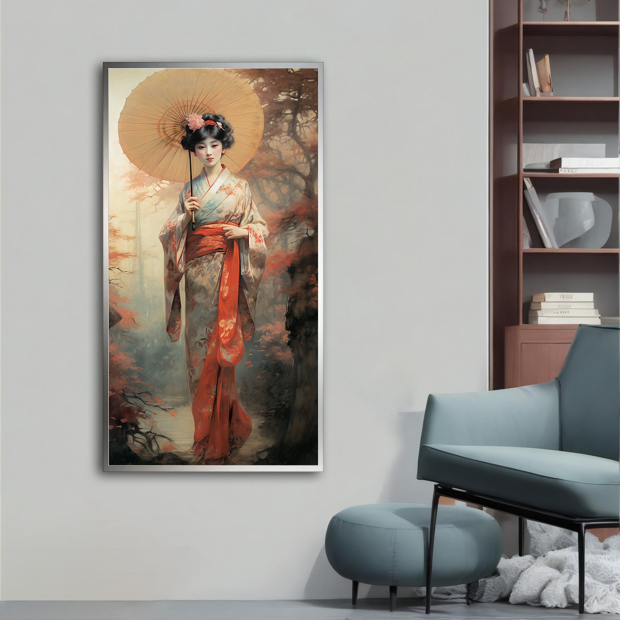 Wall Art Japanese Geishas, Beautiful Women Canvas Painting, Extra Large ...