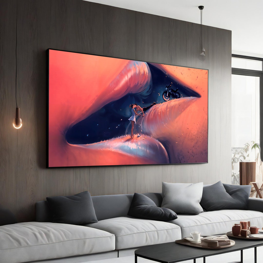 Wall Art Surreal Romance Canvas, Fantasy Couples Painting, Unique ...