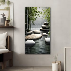 Wall Art Zen Garden Canvas, Relaxing Bamboo and Stones Decor, Calming ...