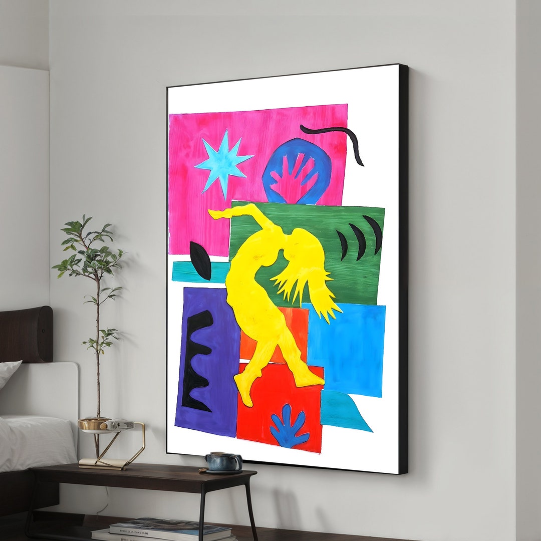 Henri Matisse Cut Paper Collage Canvas Painting, Colorful Wall Art ...