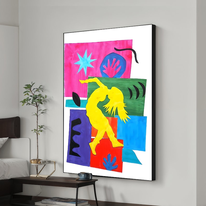 Henri Matisse Cut Paper Collage Canvas Painting, Colorful Wall Art ...