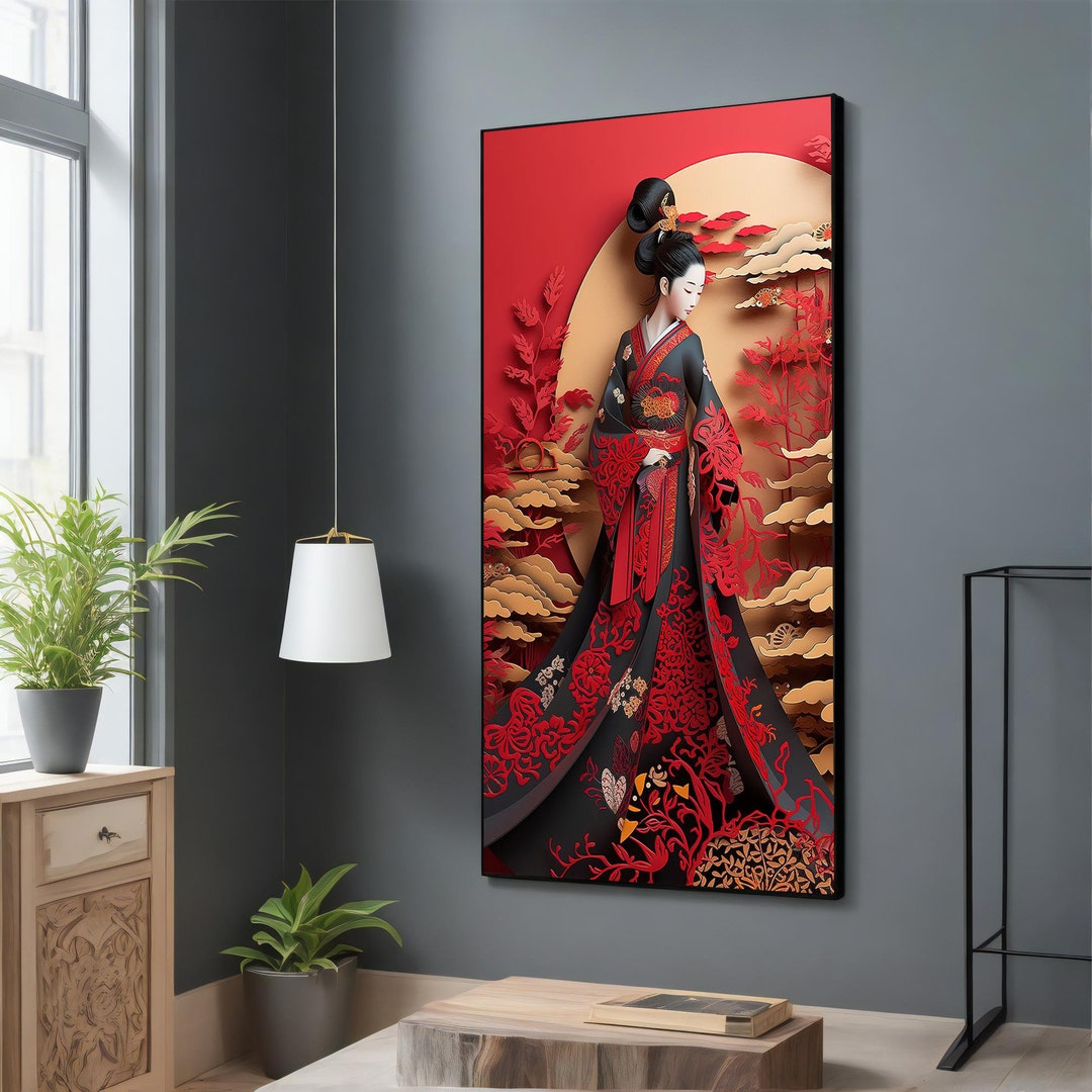 Stunning Geisha Canvas Painting, Japanese Woman Wall Art, Japanese ...