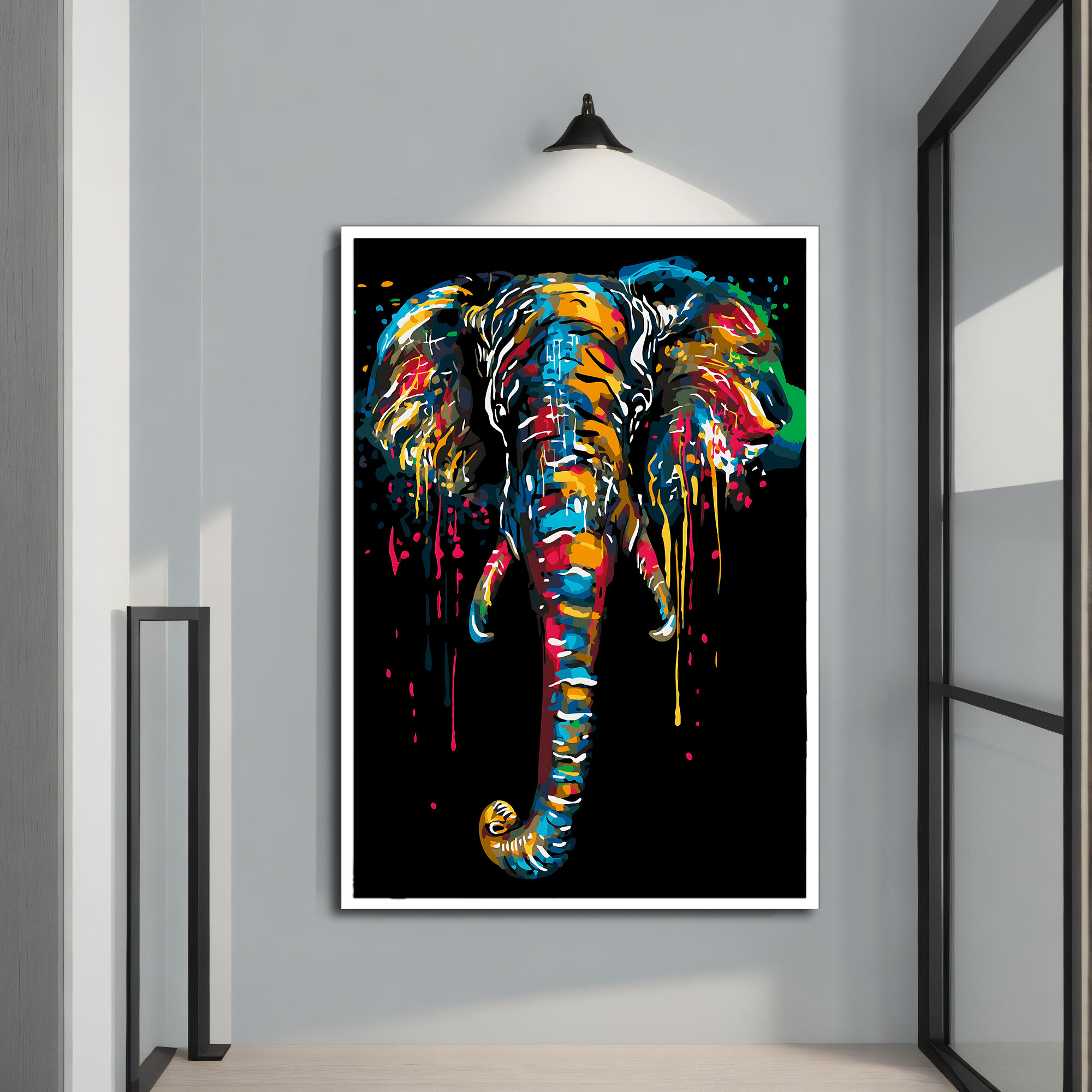 Colorful Elephant Portrait Wall Decor - Vibrant Canvas Print, Exotic ...