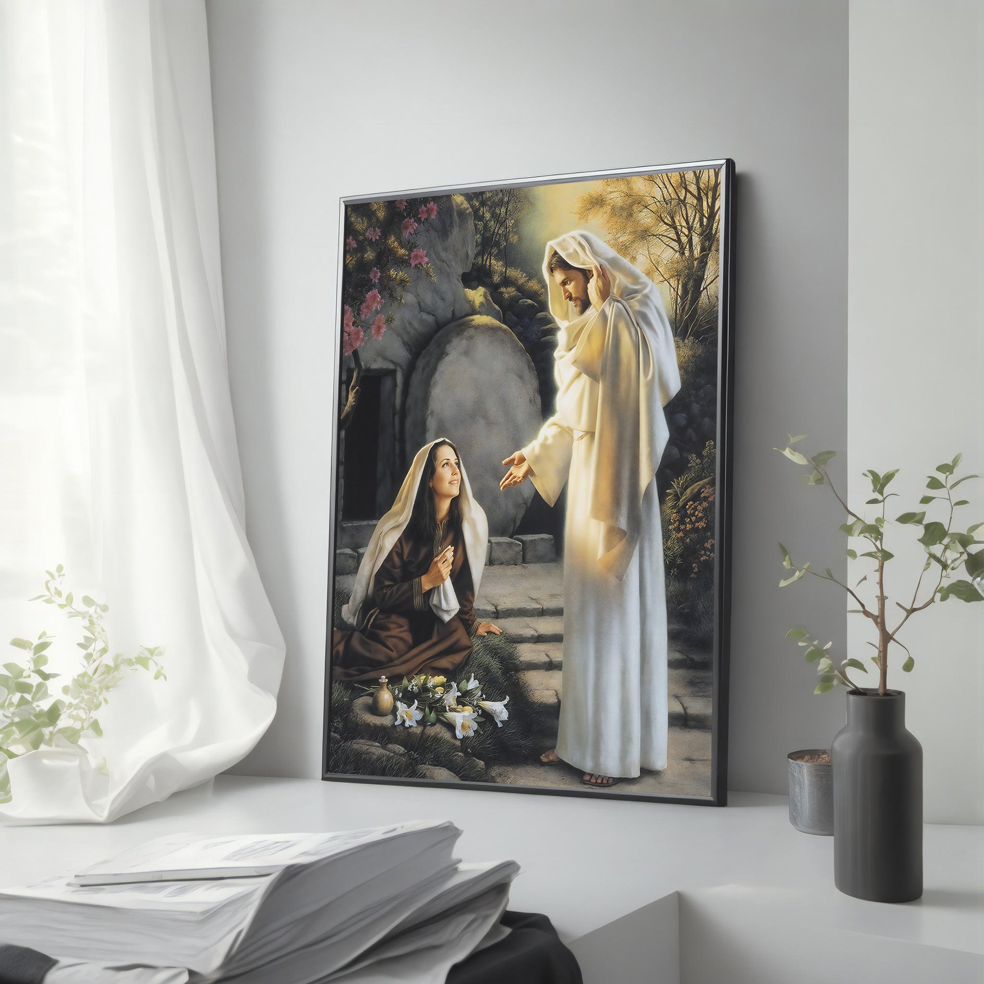 Mary Magdalene and Jesus Canvas Painting, Divine Love Wall Art ...