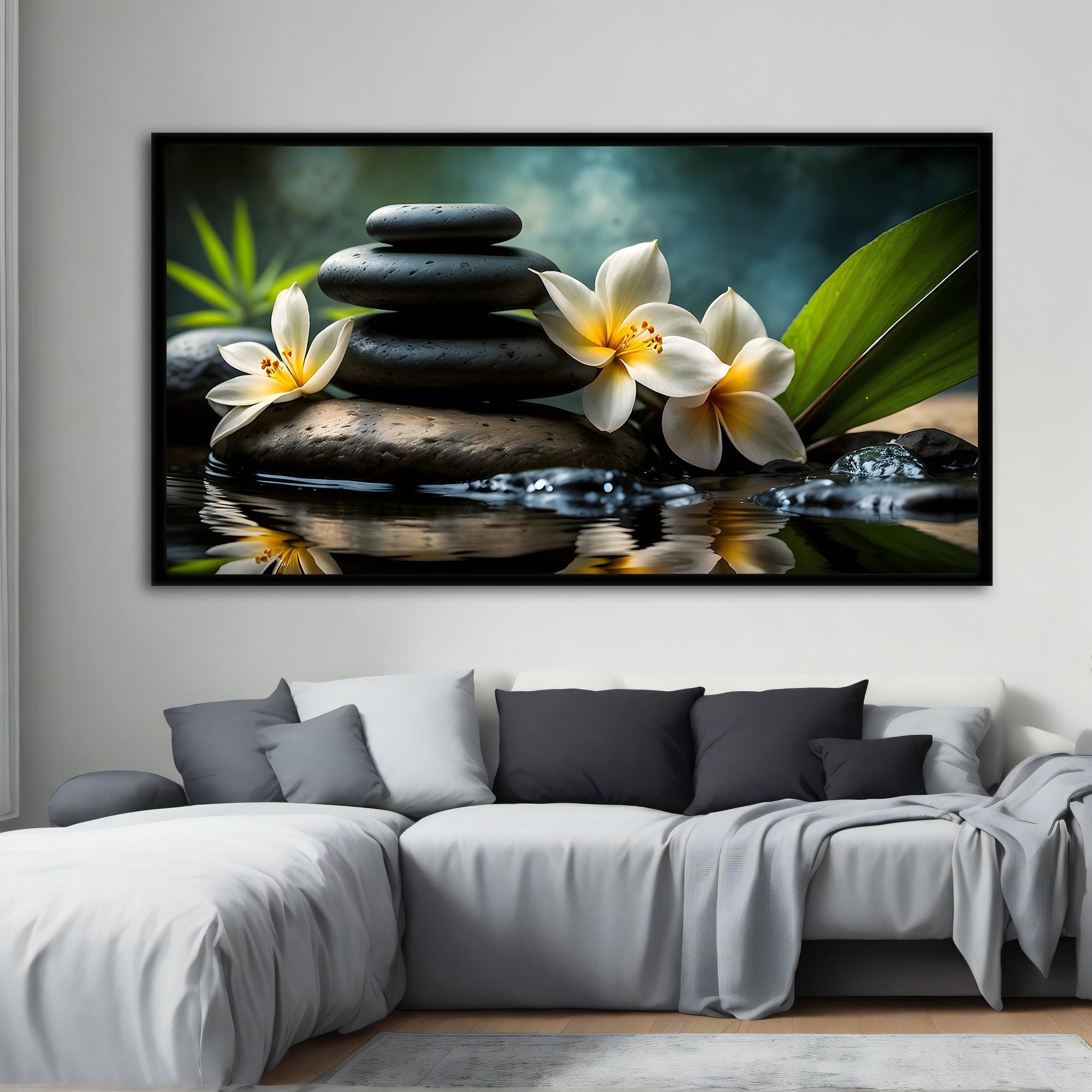 Wall Decor Zen Stone Balance Canvas Painting, Spa Relaxation Art, Zen ...