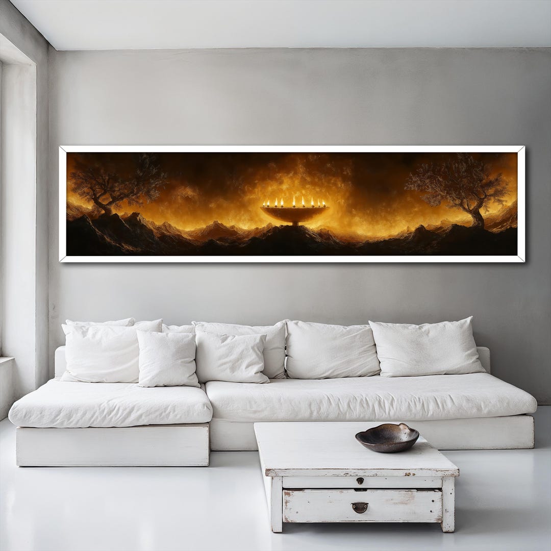 Biblical Lampstand Canvas Painting, Christian Wall Art, Religious Home ...