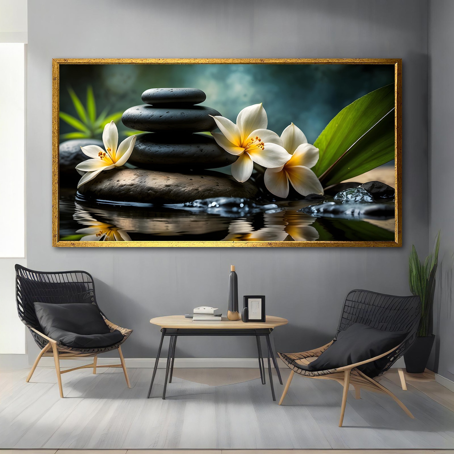 Wall Decor Zen Stone Balance Canvas Painting, Spa Relaxation Art, Zen ...