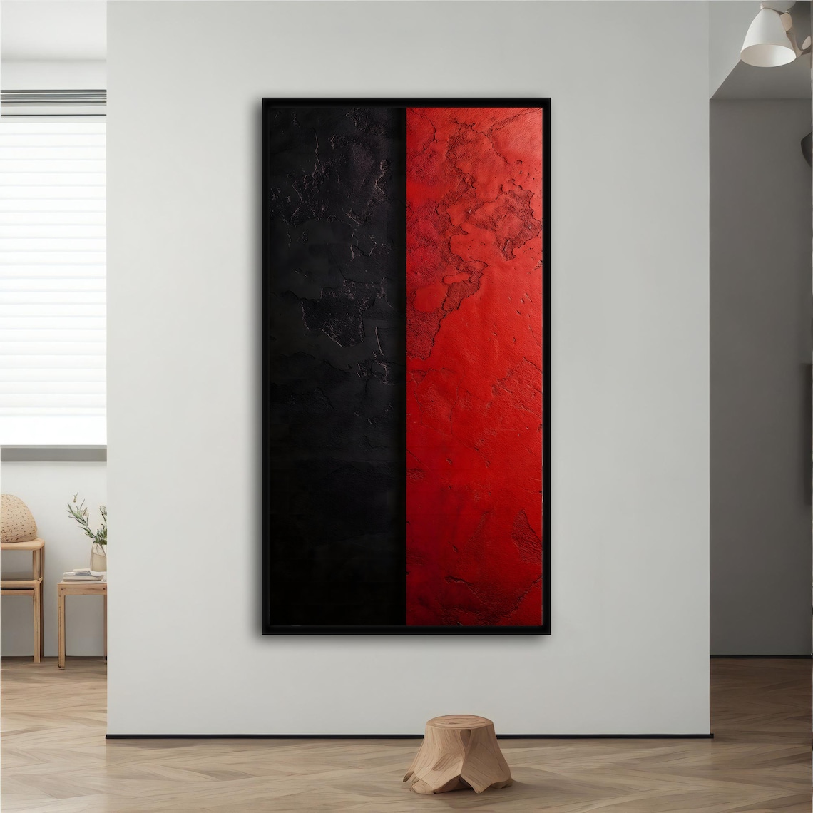 Modern Abstract Red and Black Canvas Print - Bold Geometric Wall Decor ...