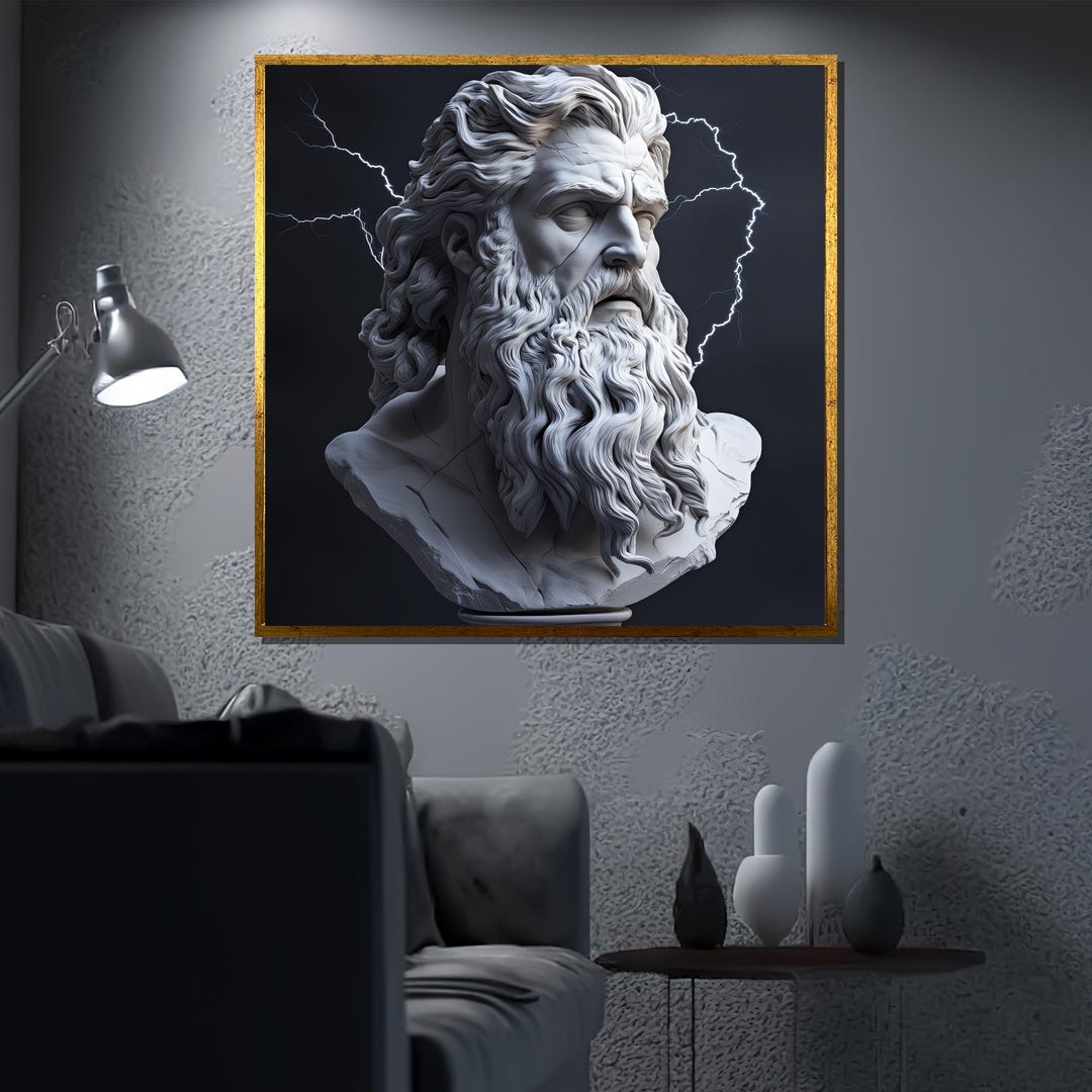 Zeus Canvas Painting, Greek Mythology Wall Art, Ancient God Artwork ...