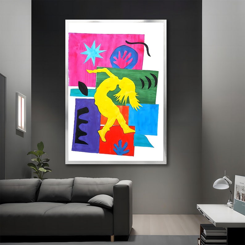 Henri Matisse Cut Paper Collage Canvas Painting, Colorful Wall Art ...