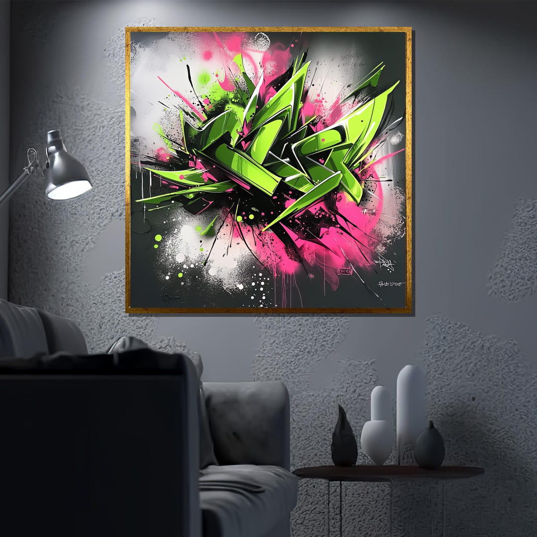 Graffiti Canvas Painting, Urban Street Art Wall Decor, Modern Abstract ...