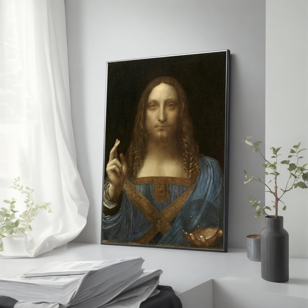 Leonardo Da Vinci Savior of the World Canvas Painting - Iconic Wall Art ...