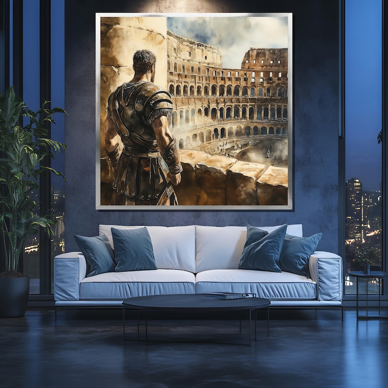 Gladiator Canvas Painting, Roman Colosseum Wall Art, Ancient Warrior ...