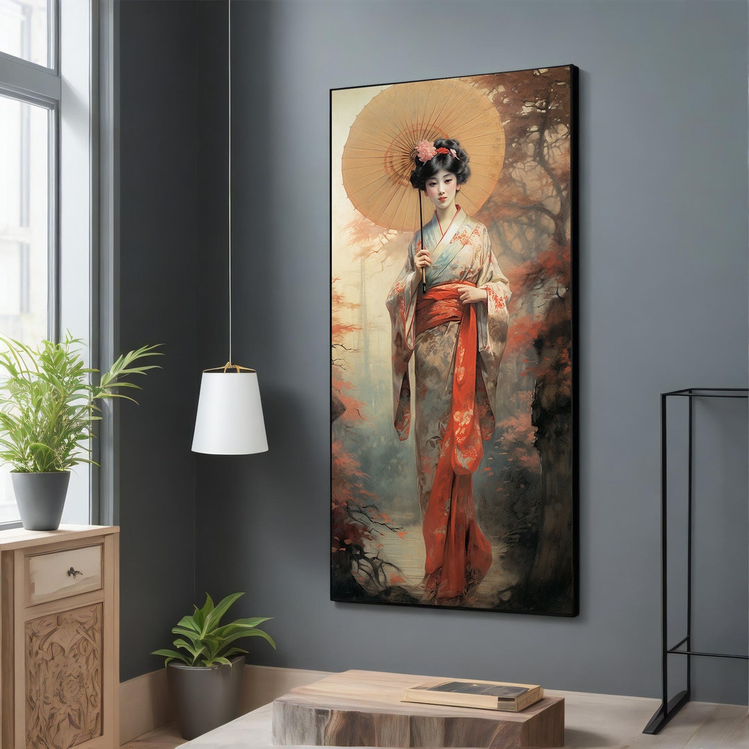 Wall Art Japanese Geishas, Beautiful Women Canvas Painting, Extra Large ...