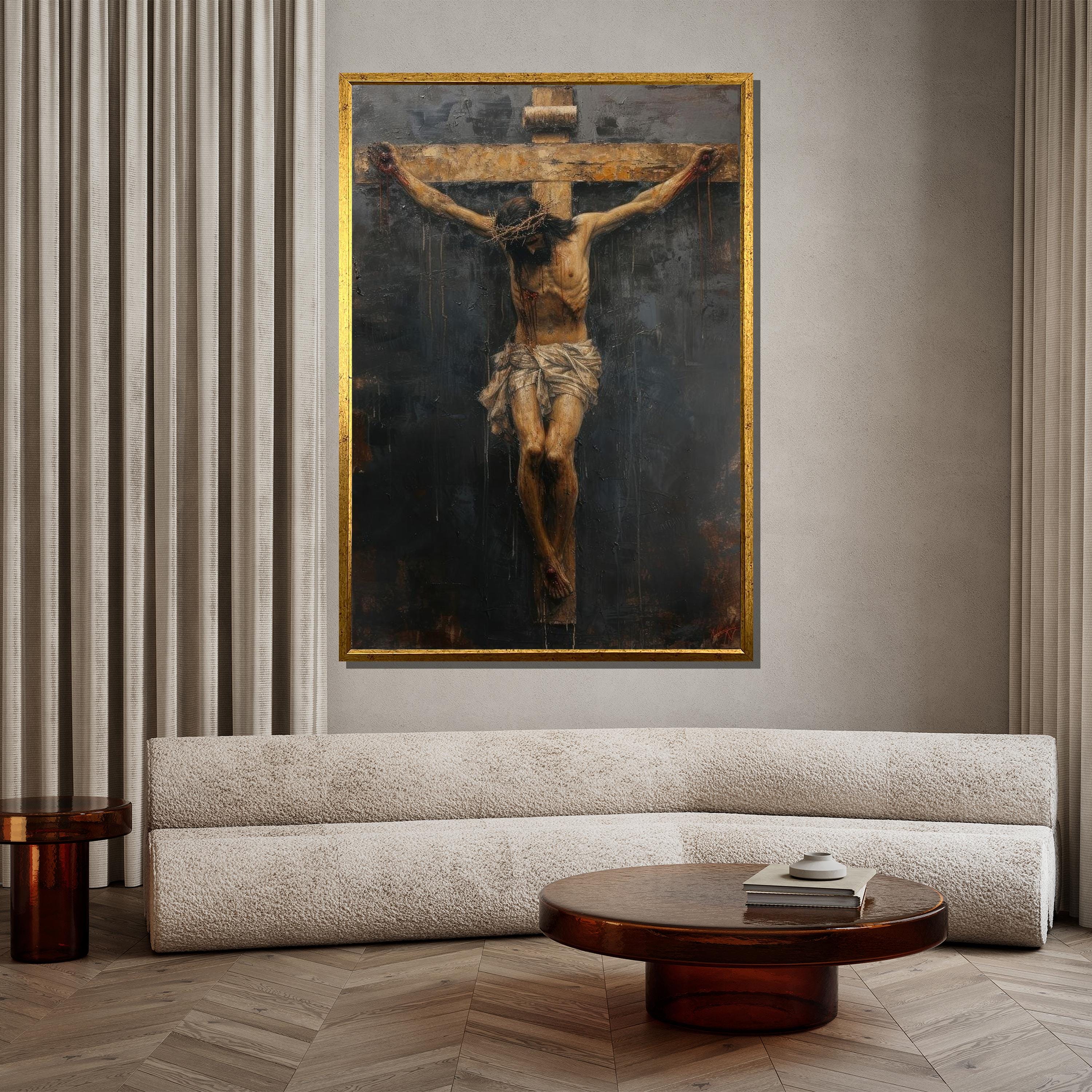 Jesus on the Cross Canvas Painting, Religious Christian Wall Art ...