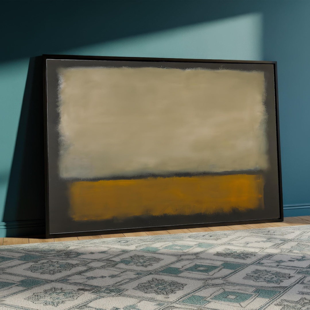 Mark Rothko Beige and Ochre Abstract Canvas Painting, Modern Minimalist ...