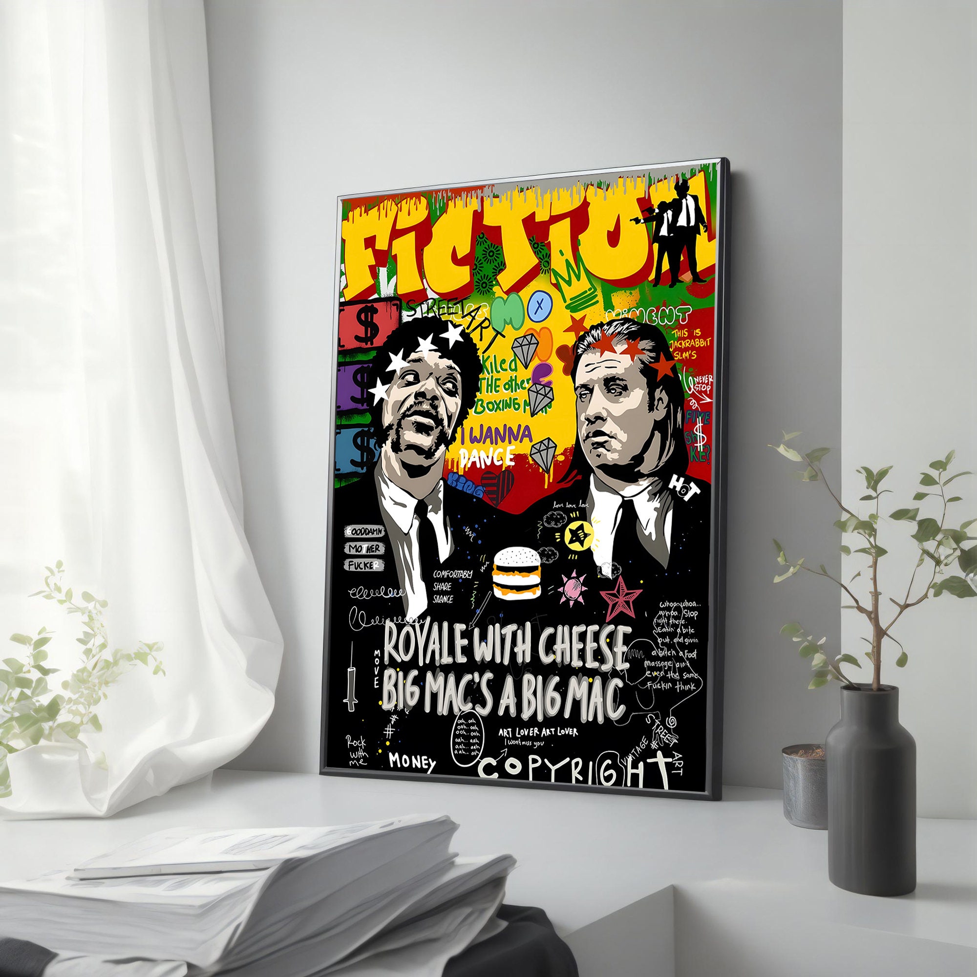 Pulp Fiction Vintage Canvas Painting Iconic Quentin Tarantino Wall Art ...