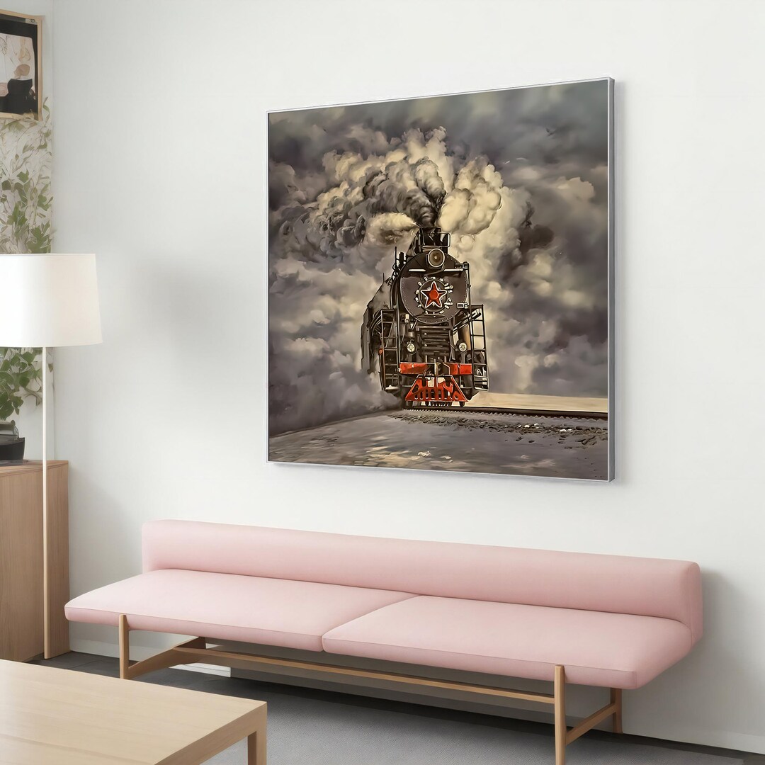 Wall Decor Vintage Steam Train Canvas, Dramatic Locomotive Artwork ...