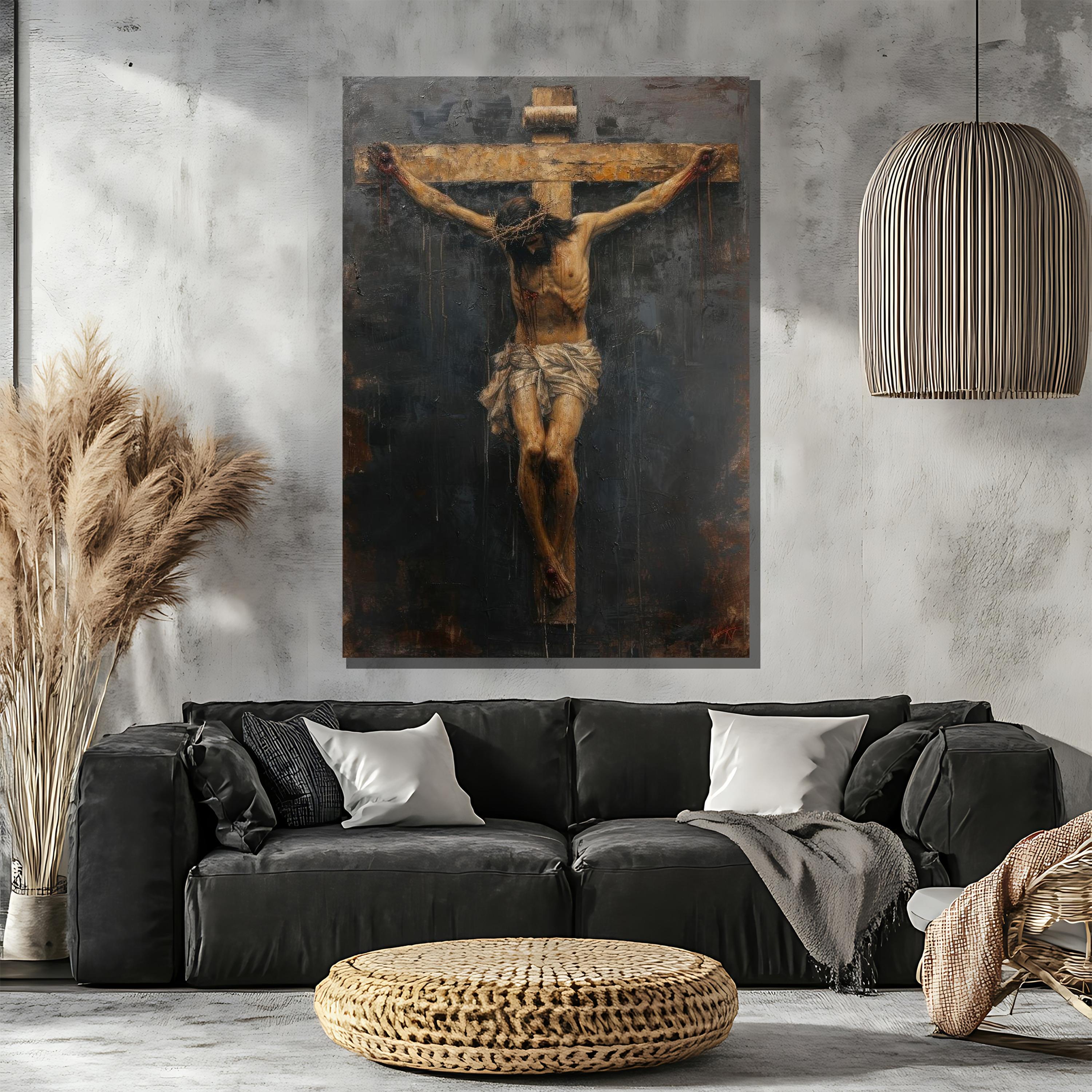Jesus on the Cross Canvas Painting, Religious Christian Wall Art ...