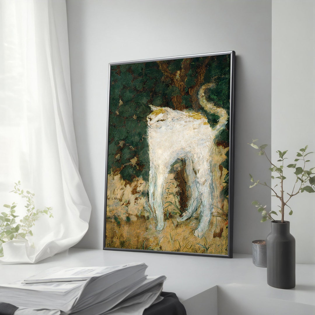 Canvas Painting 'le Chat Blanc 1894' by Pierre Bonnard - Framed Cat ...