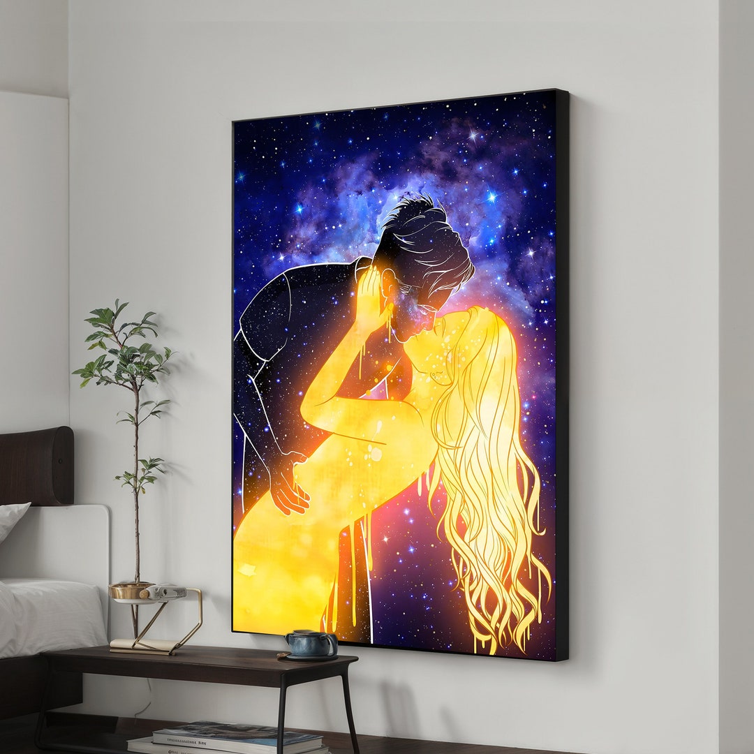 Kissing Couples Canvas Painting, Surrealist Art, Universal Love Wall ...
