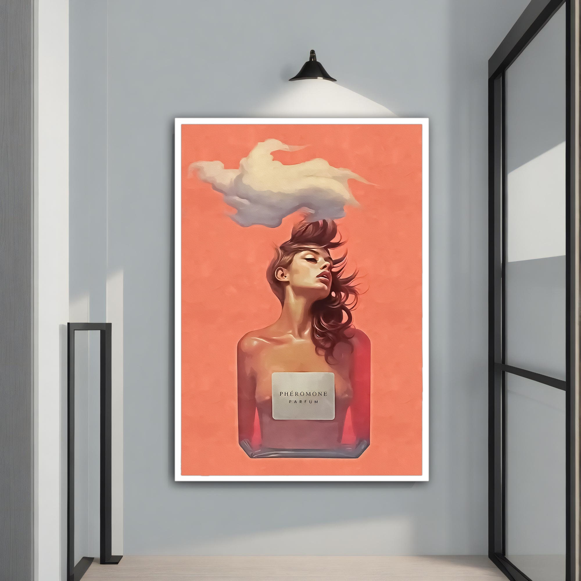 Female Body & Perfume Box Illustration Chic Canvas Print, Modern Wall ...