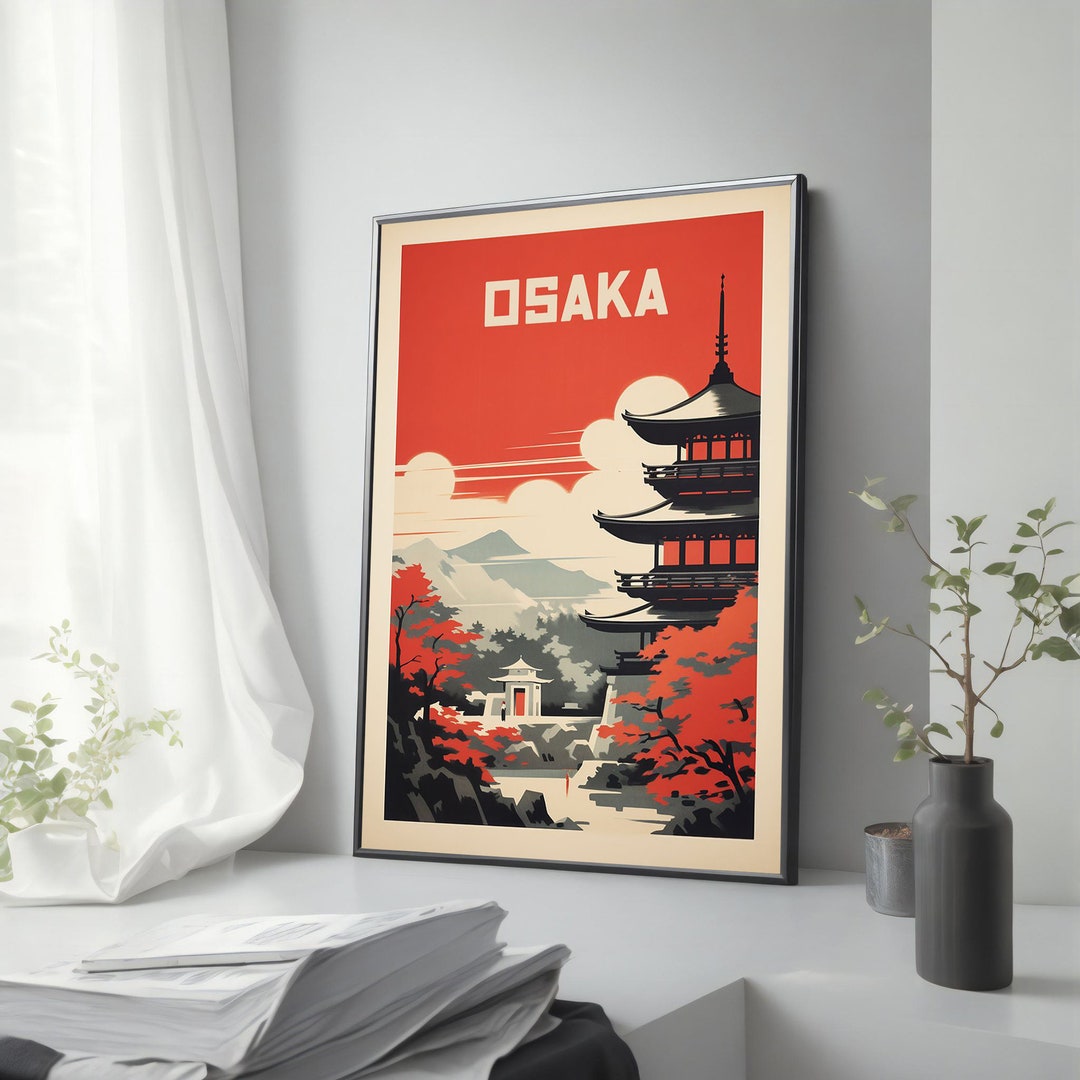 Osaka Japan Retro Art Print, Osaka Canvas Painting, Osaka Poster ...