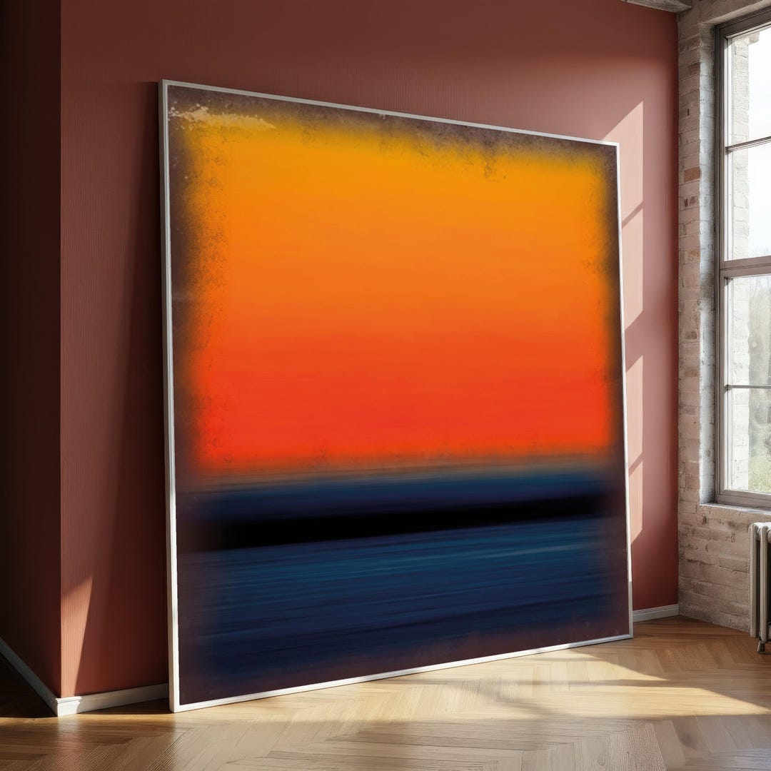 Mark Rothko Orange and Blue Abstract Canvas Painting, Modern Sunset ...