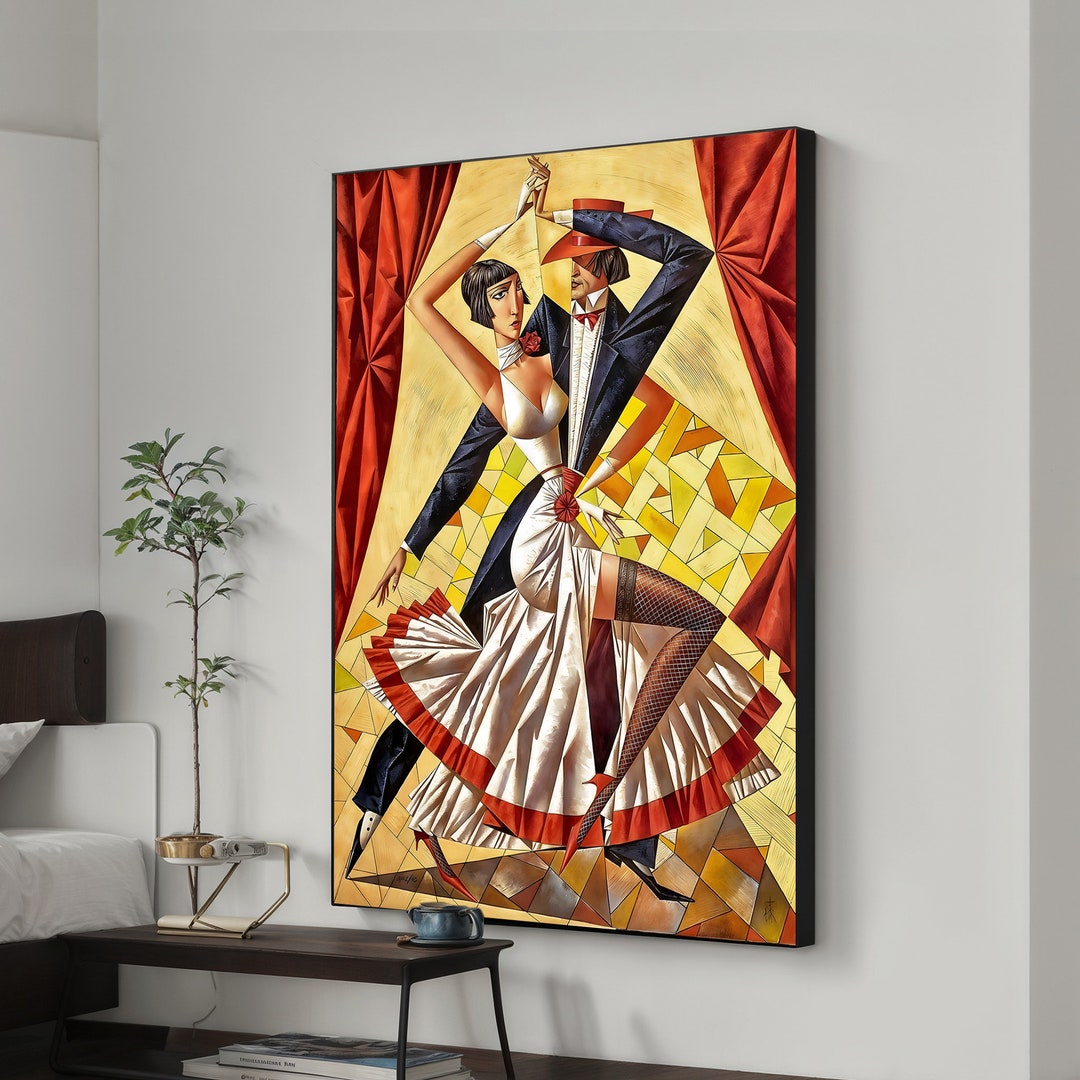 Canvas Painting Tango Cubism Dancer, Abstract Wall Art for Couple ...