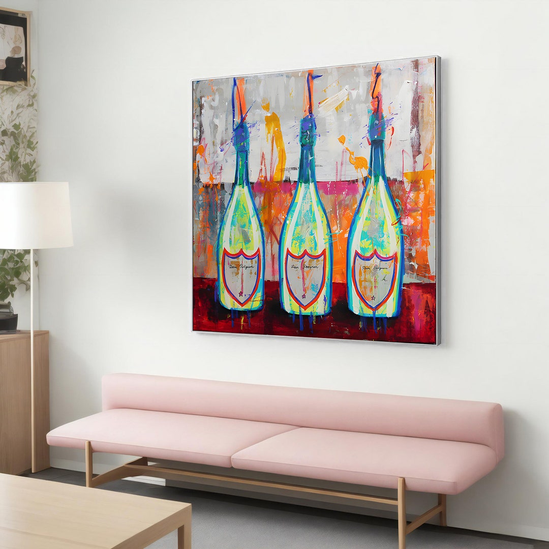 Canvas Painting Dom Perignon Champagne Bottles Luxe Wall Art for Party ...