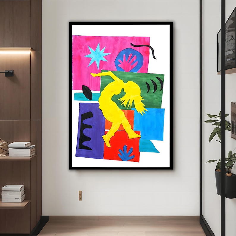 Henri Matisse Cut Paper Collage Canvas Painting, Colorful Wall Art ...