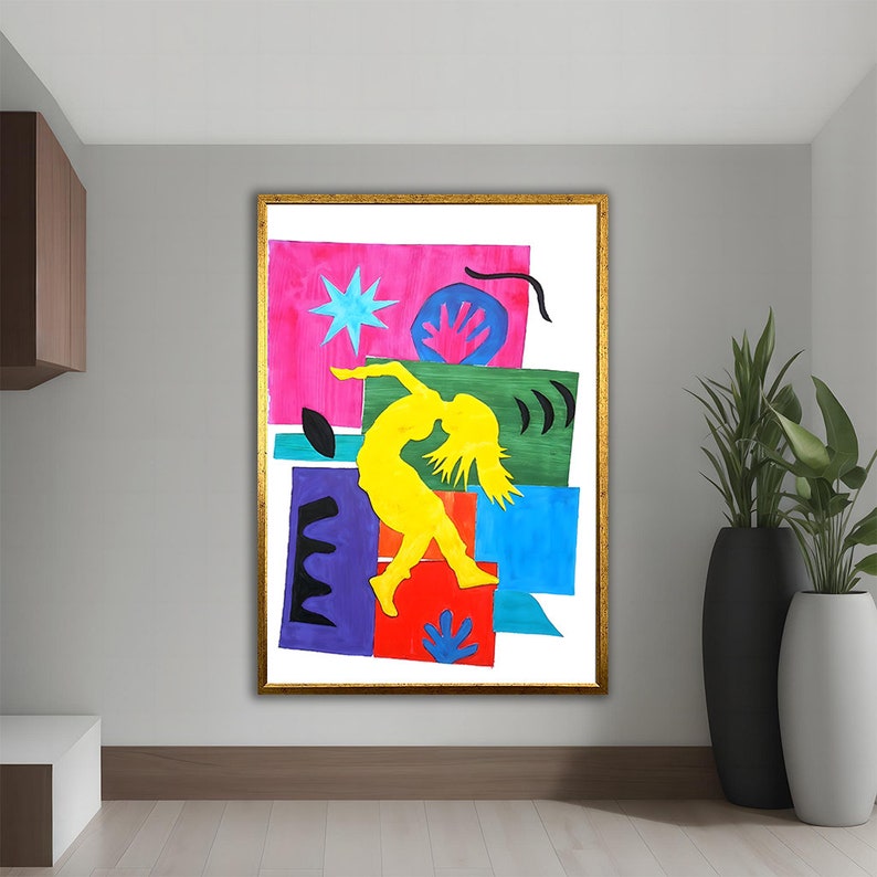 Henri Matisse Cut Paper Collage Canvas Painting, Colorful Wall Art ...