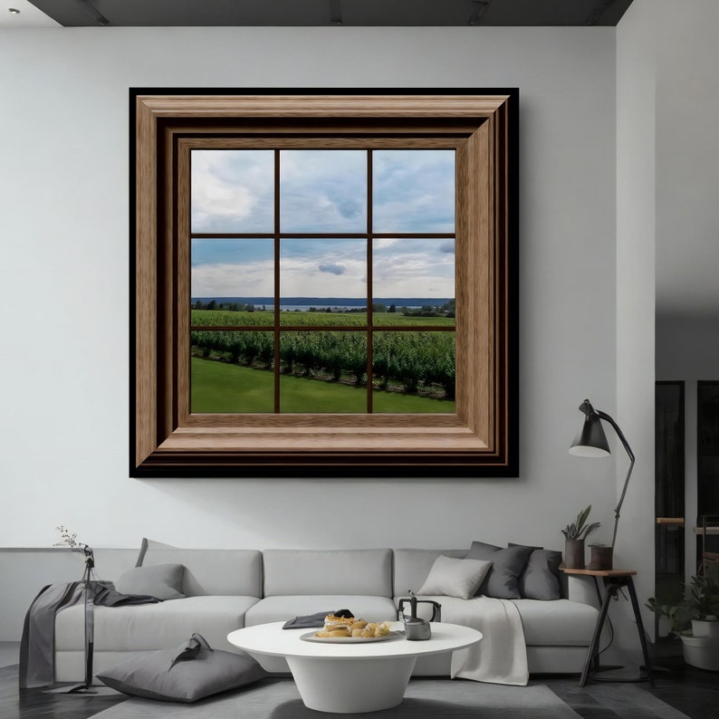 Fake Window Canvas Painting, Relaxing Nature Scenery Wall Decor, Fake ...