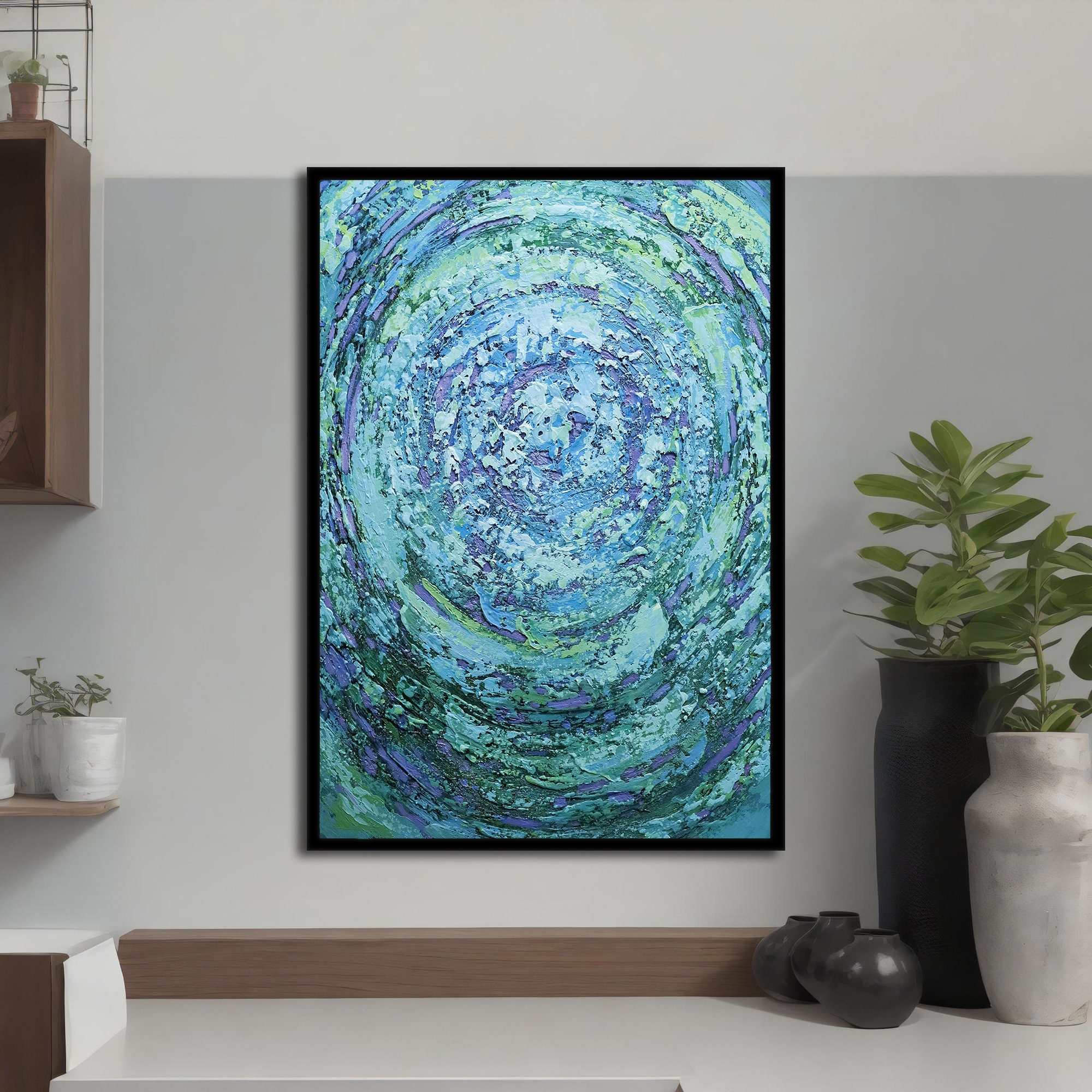 Modular Blue Roses Canvas Painting - Elegant Abstract Wall Decor for ...