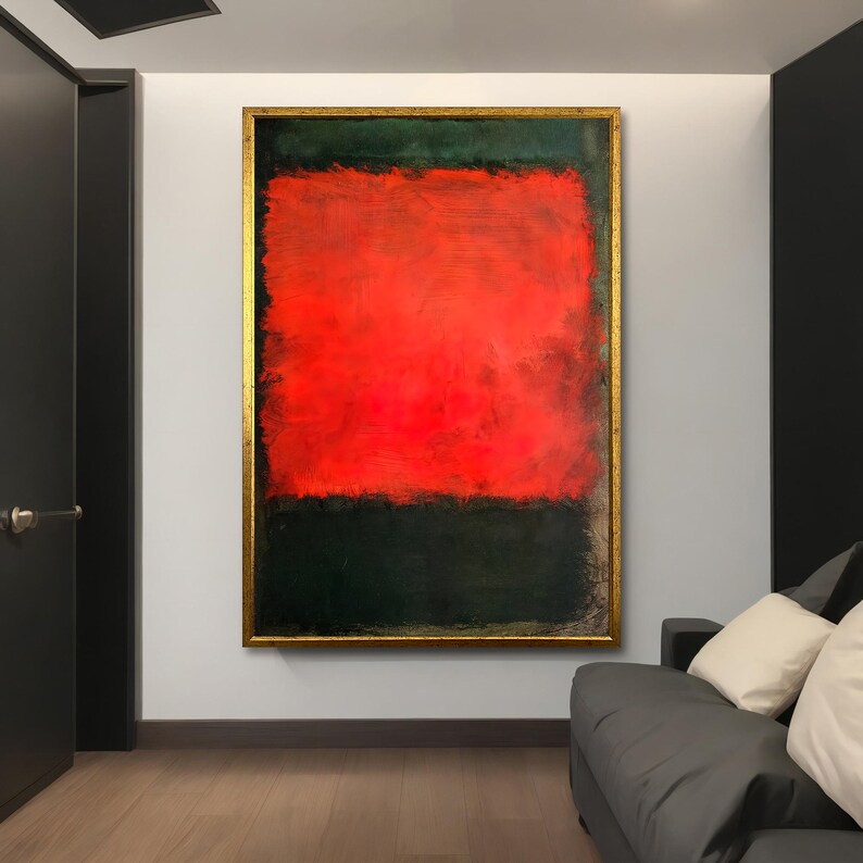 Abstract Art Canvas Painting Mark Rothko Inspired Green & Red Wall Art ...