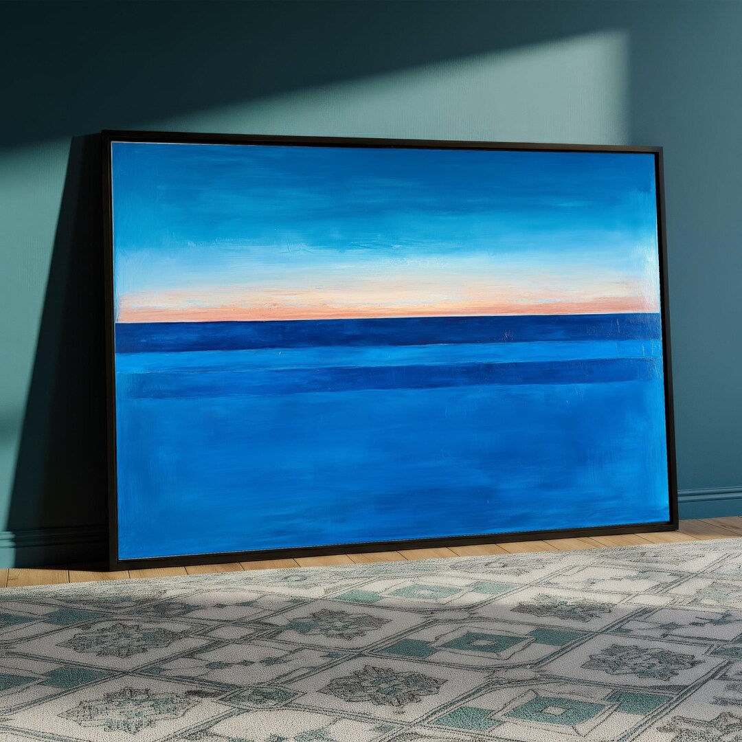 Mark Rothko Ocean Blue Abstract Canvas Painting, Modern Horizon Wall ...