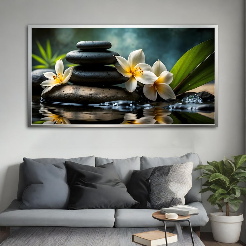 Wall Decor Zen Stone Balance Canvas Painting, Spa Relaxation Art, Zen ...