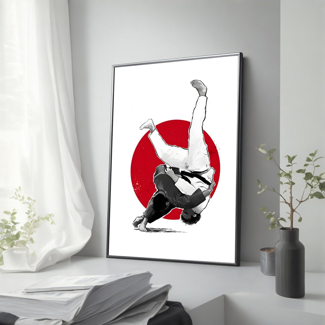 Judo Throw Canvas Painting- Martial Art Wall Art, Judo Throw Poster ...